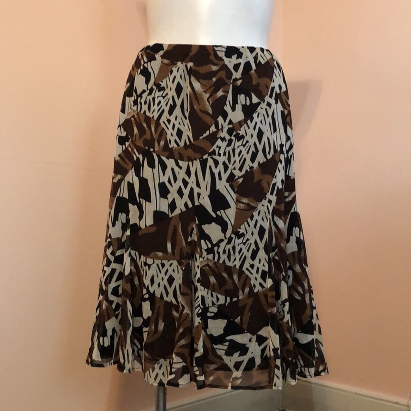 JM Collection Brown Black White floral Size 14 maxi f… - Gem
