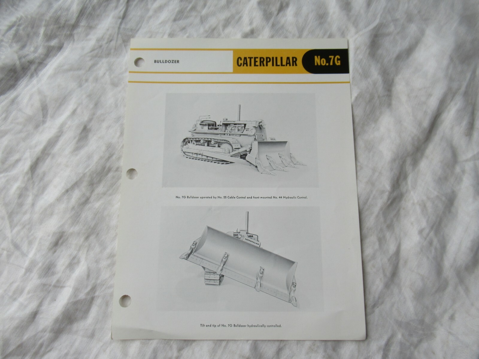 Caterpillar No 7G bulldozer specification sheet brochure for D7 tractor ...