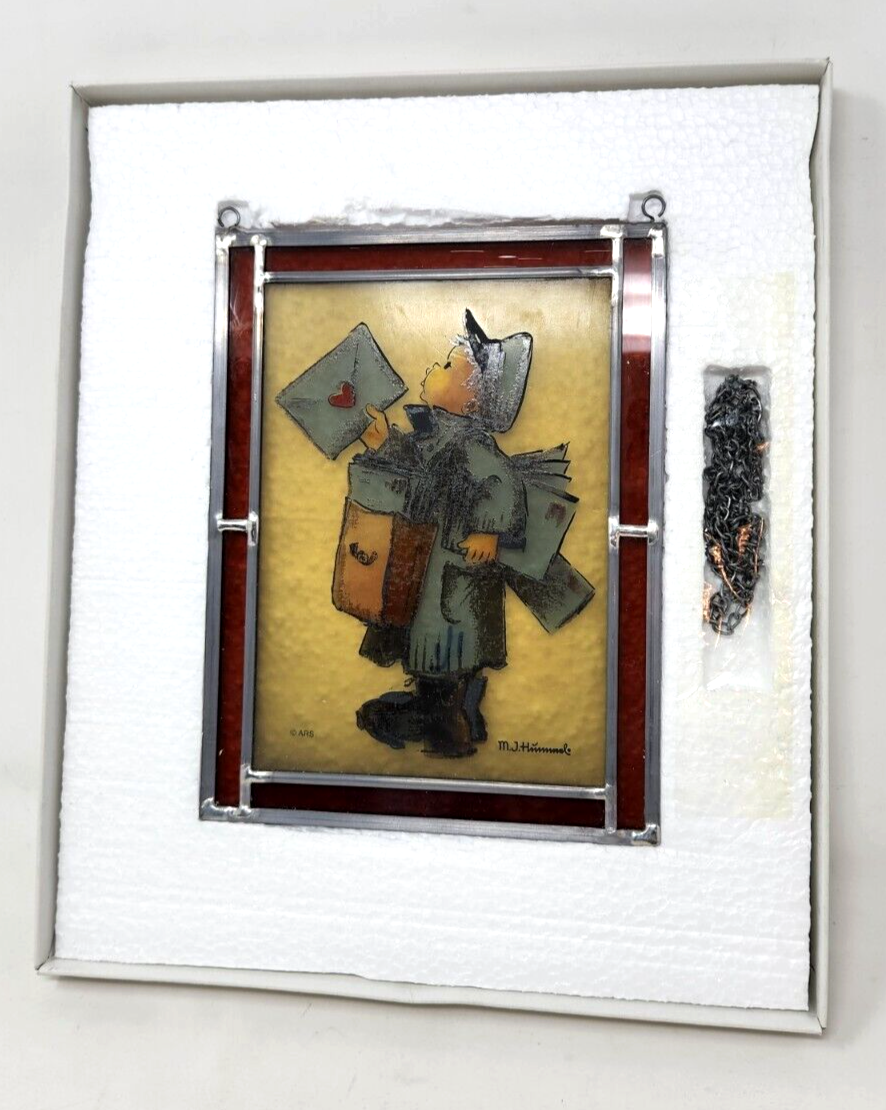 M.J. Hummel, The Postman Handpainted Glass, Boy Delivering Mail #'d out ...
