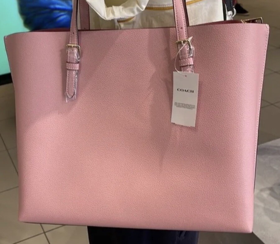 NWT COACH Large Mollie 1671 Double Face Leather Tote Bag Pink | eBay