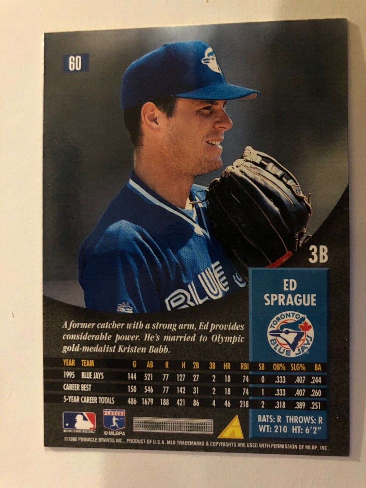 1996 Pinnacle #60 Blue Jays Ed Sprague Baseball Card | eBay