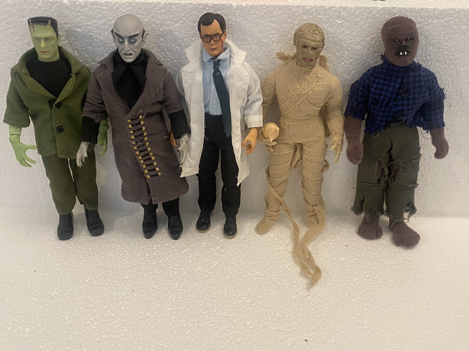 4- Mego Monster Figures, 1- NECA ReAnimator Dr Herbert West. Lot of 5 ...