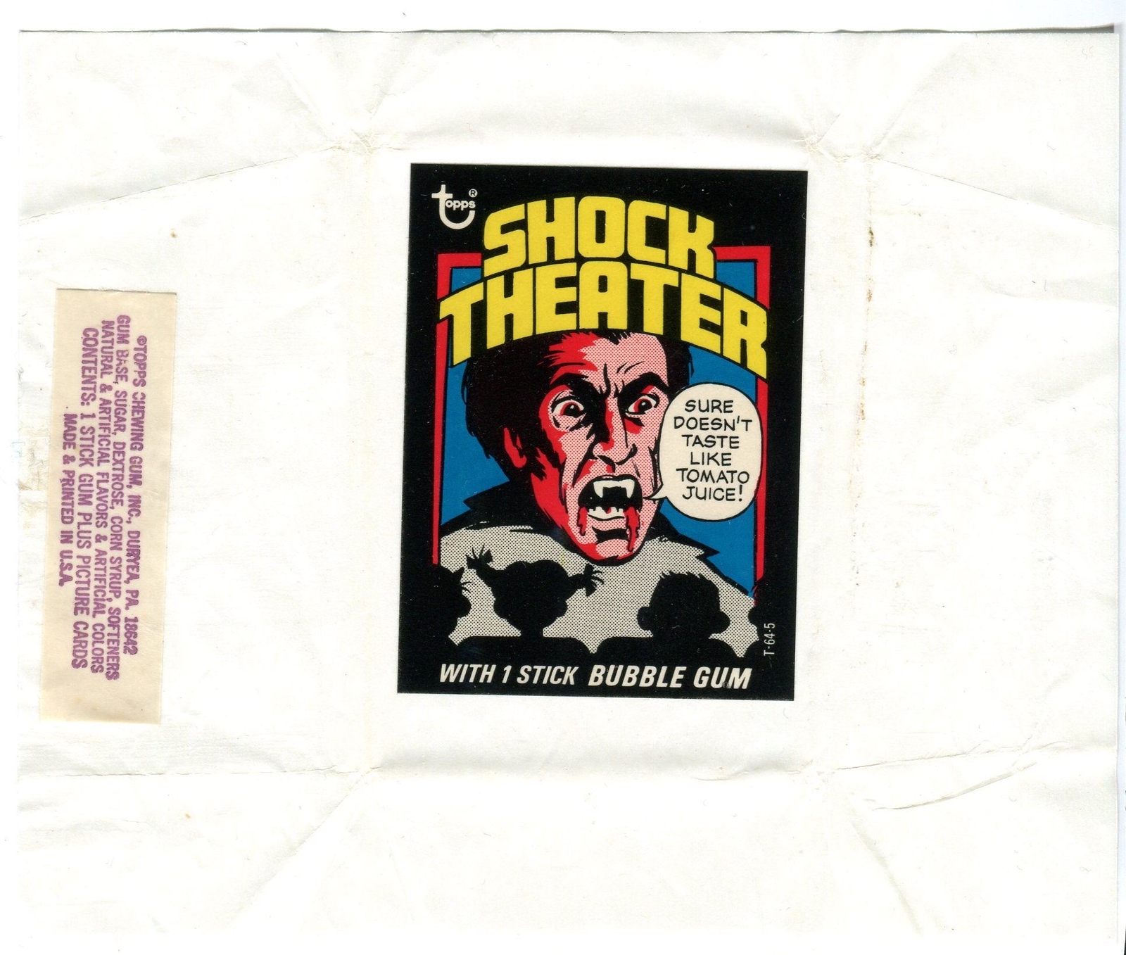Shock Theater 1975 Topps Vintage Bubble Gum Trading Card TEST Wrapper ...