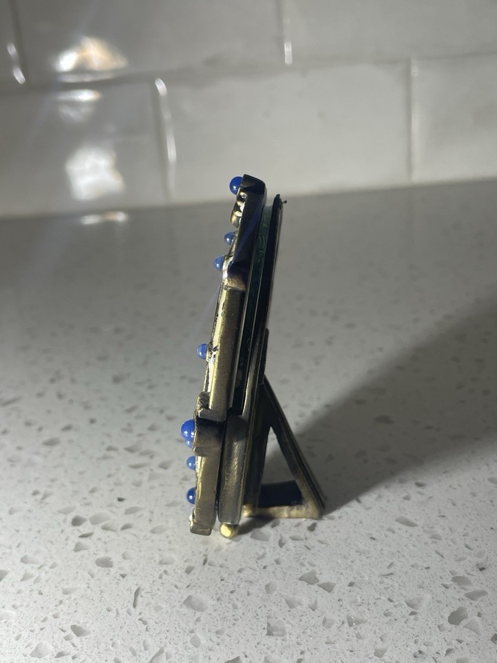 Jay Strongwater Enamel & Stone Frame, Blue And Cream Enamel Swarovski ...
