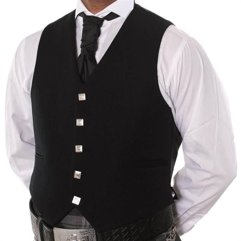 5 Button Handmade Men's Scottish Argyle Kilt Waistcoat/Vest Black UK ...