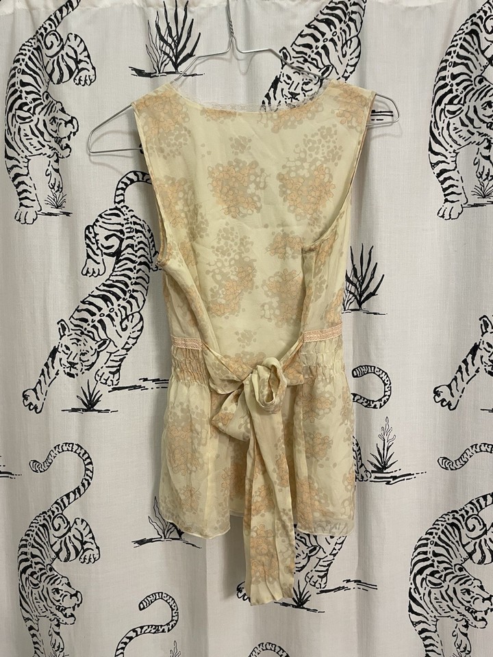 Y2K Fairy Core Vintage Silk Kenzie Pink &Cream Beaded Floral Lace Tank ...