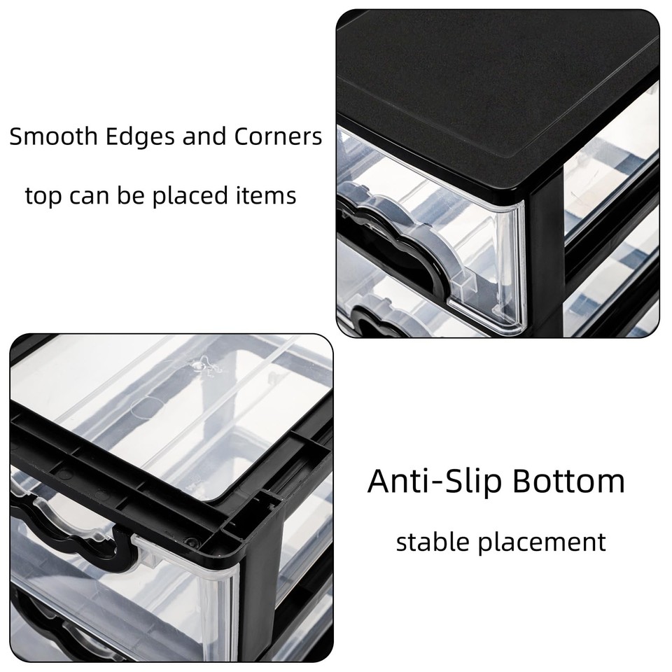 Desktop Organizer with 4 Drawers, Clear Plastic Storage Drawer Unit ...