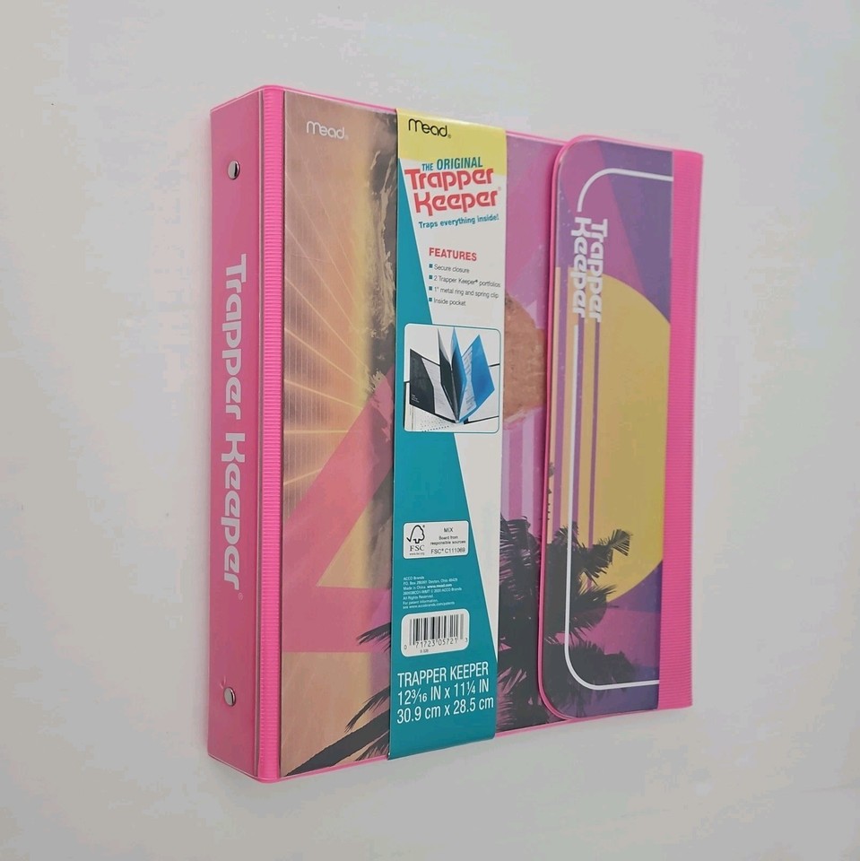 Mead Trapper Keeper 3 Ring Binder Retro Purple Colorful Sunset w 2 ...