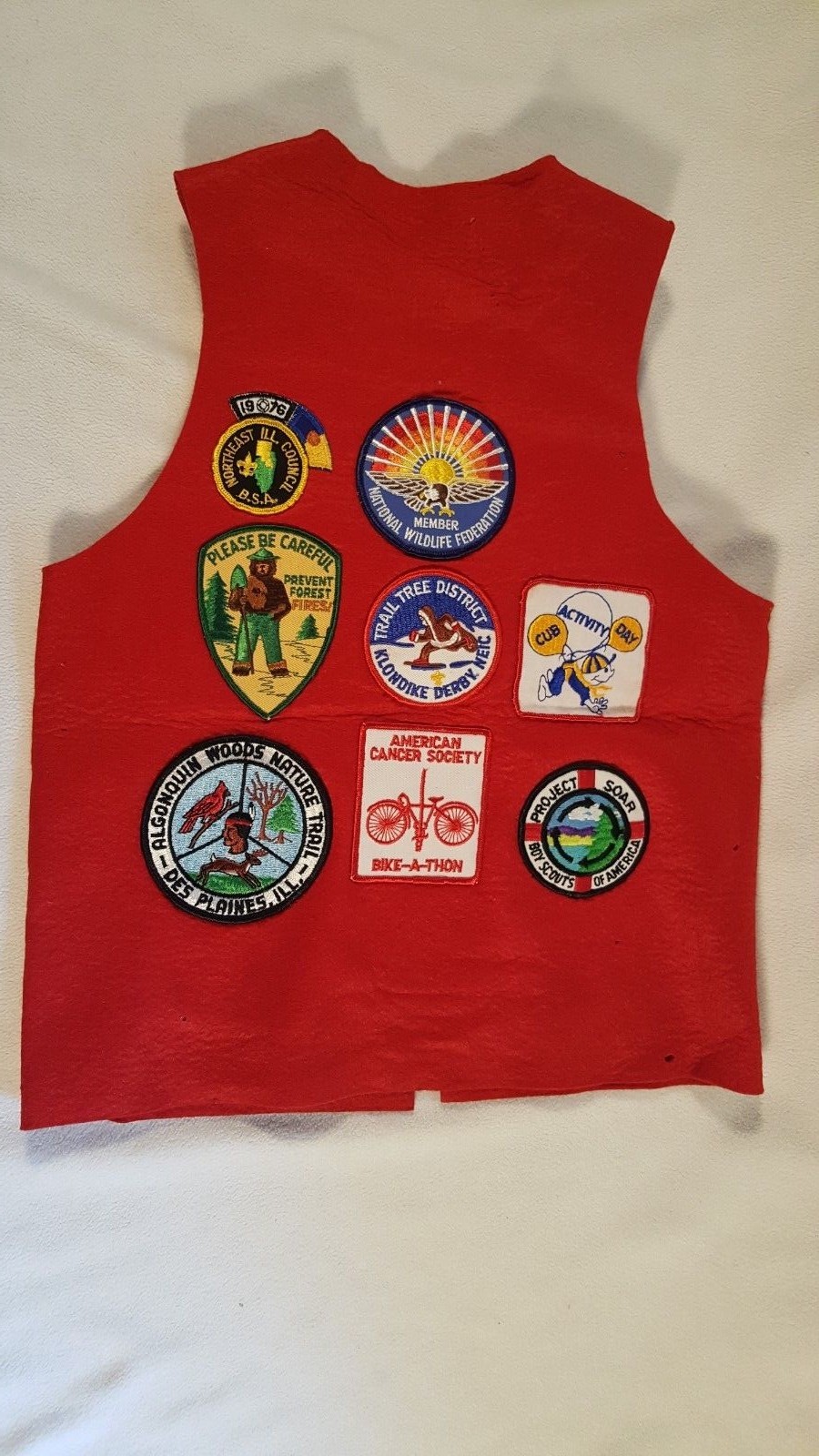 Vintage 1970s Cub & Boy Scouts of America BSA Red Felt Vest w/17 ...