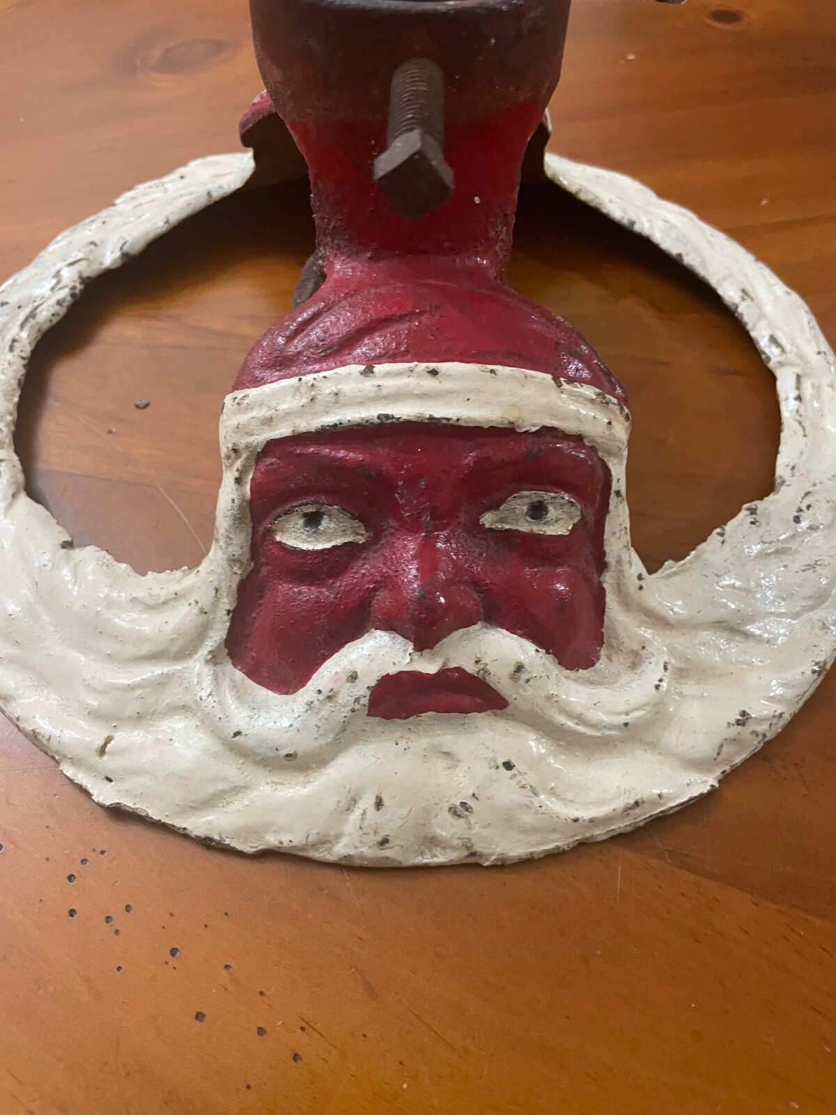 ANTIQUE FEATHER CAST IRON GERMANY CHRISTMAS TREE STAND VICTORIAN SANTA ...