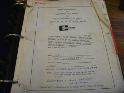 Calavar Condor 40 48 50 56 Boom Lift Operator Maintenance Parts Catalog ...