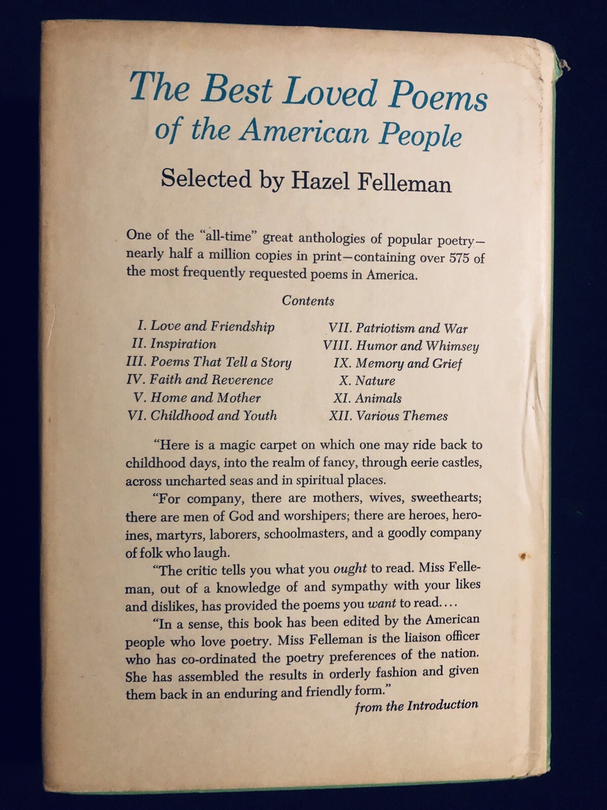 1936 The Best Loved Poems of the American People (HC DJ) NY TIMES Hazel ...