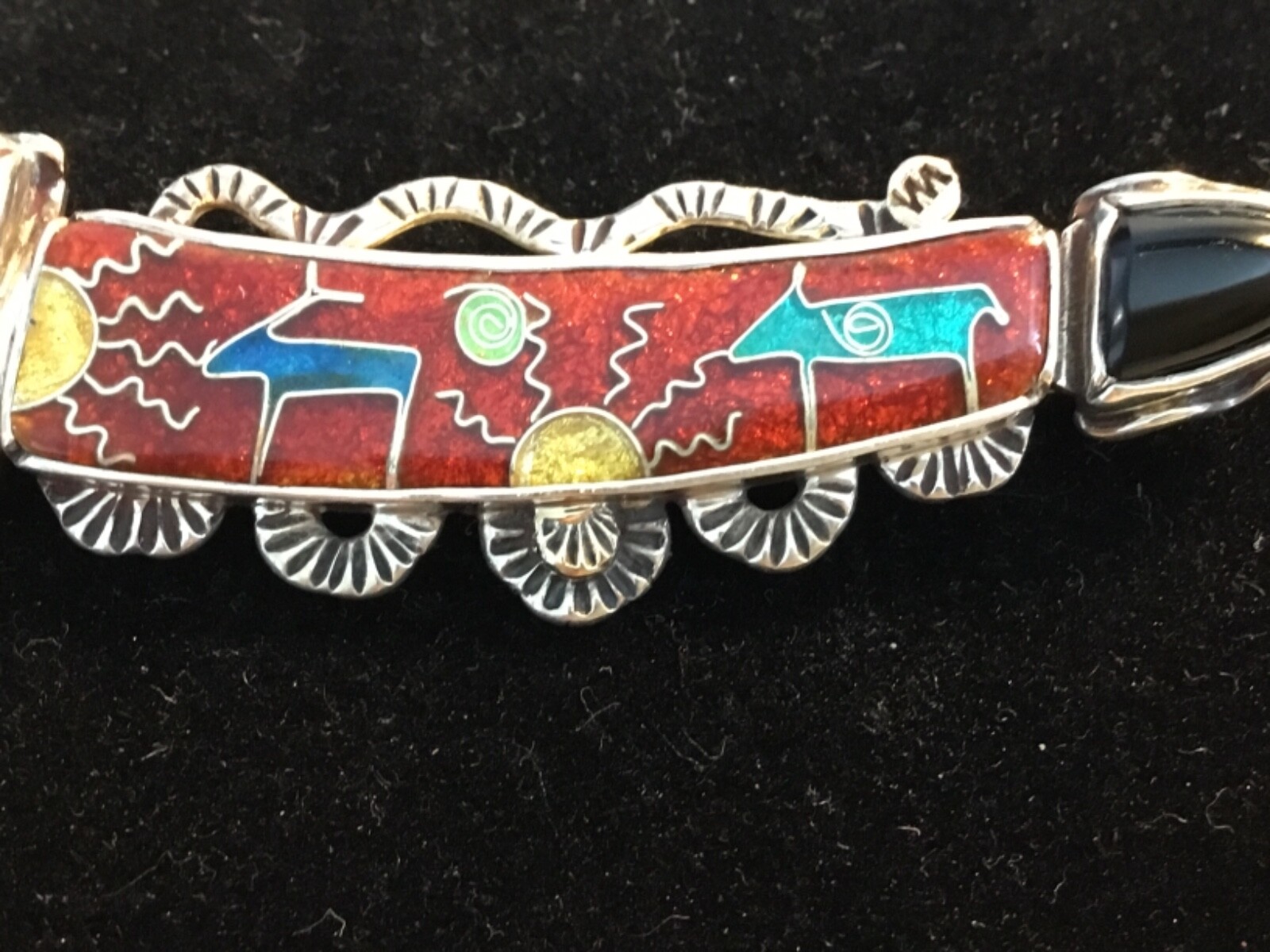 VINTAGE NATIVE AMERICAN INDIAN SIGN BW NAVAJO ZUNI ST… - Gem