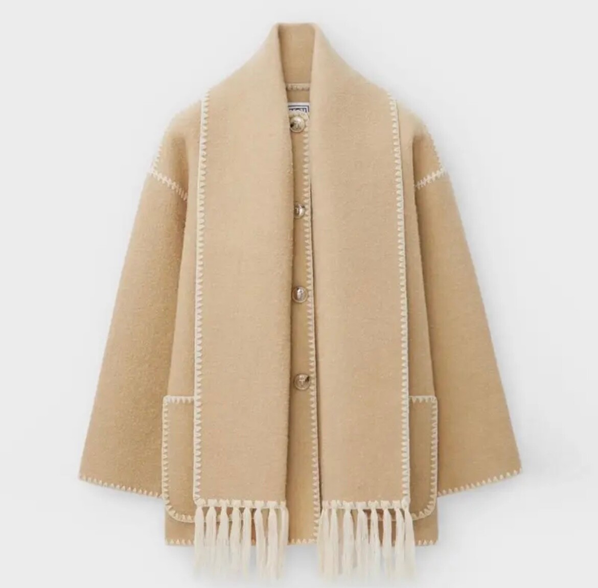 Womens Scarf Jacket Ladies Coat with Scarf Toteme Fashion elegant Coat ...