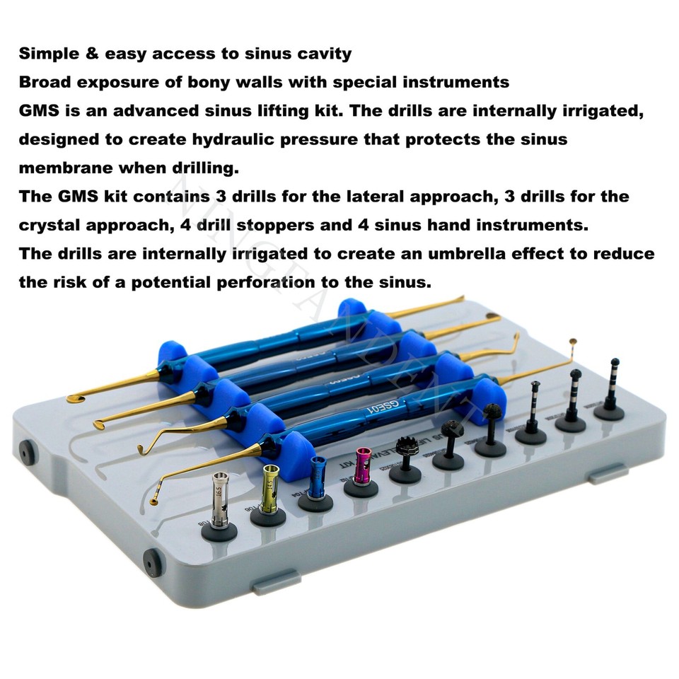 US DASK Sinus Lift Kit Advanced Implant Drills Stoppers Elevation ...