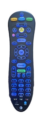 AT&T U-Verse S30 Universal Remote Control Blue Back Light (S30-S1B) New ...