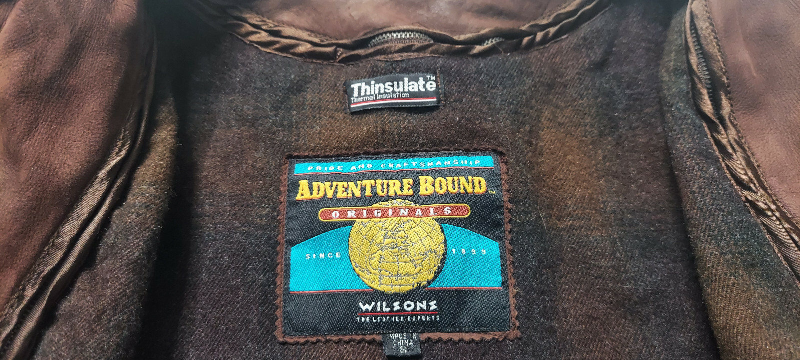 WILSONS Adventure Bound leather jacket,Thinsulate winter, Brown, size S ...