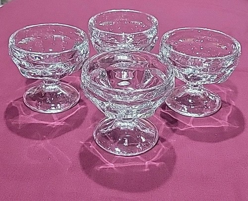 4 Libbey Fountainware Ice Cream Sundae Bowl Fancy Glass Footed Dessert Dish B4 | eBay