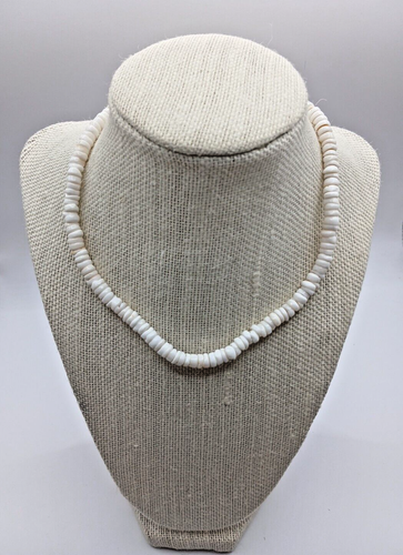 Vintage White Puka Shell Necklace Choker Hawaii Surfer Shells 16", 26 ...