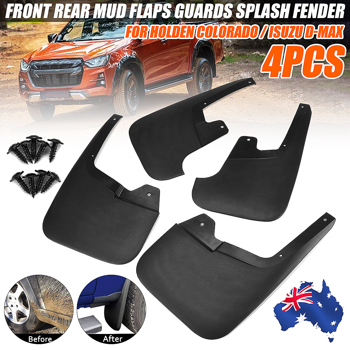4x Splash Guards Mud Flaps for Holden Colorado RG Isuzu D-Max RT50 RT85 ...