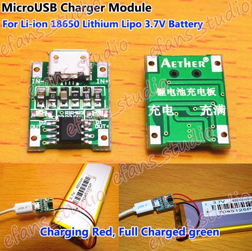 5V 1A MicroUSB 1S Li-ion 18650 Lithium Lipo 3.7V Battery Charger ...