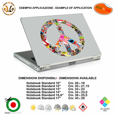 Pace adesivo notebook scontornato sticker bomb peace tablet print pvc ...