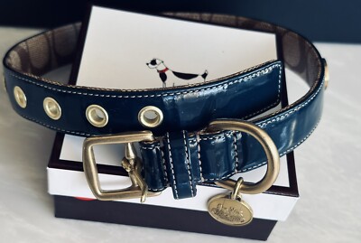 NEW COACH DOG COLLAR BLUE PATENT LEATHER/SIGNATURE BRASS MEDALLIONS ...