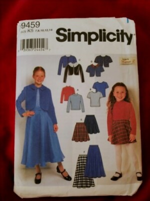 Simplicity Sewing Pattern Girl's JACKET SKIRT & KNIT TOP 9459 SZ 7-8-10 ...