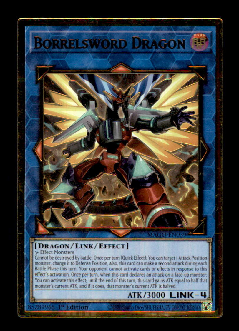 Yugioh MAGO-EN039 Borrelsword Dragon 1st Edition Gold Rare Link | eBay