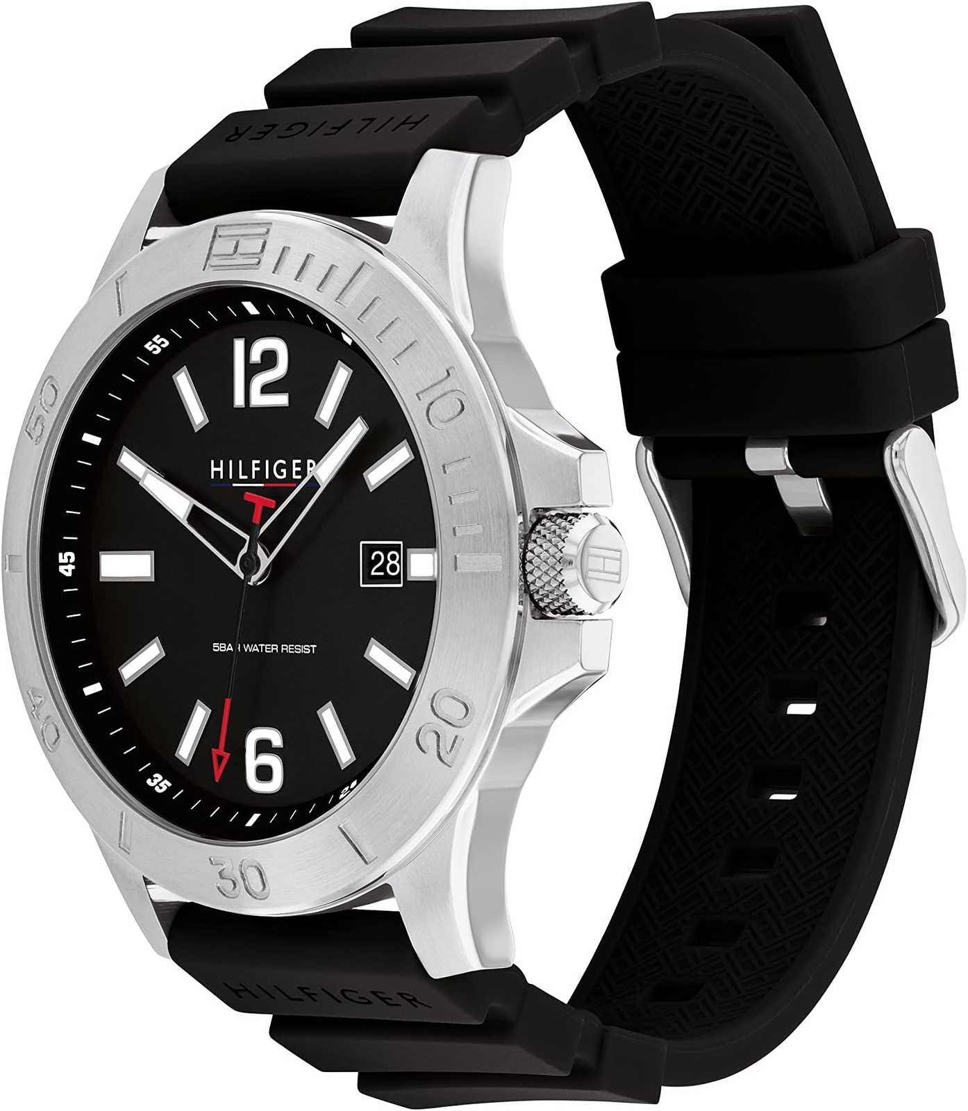 Tommy Hilfiger 1710539 Men's Preppy Stainless Steel Silicone Strap ...
