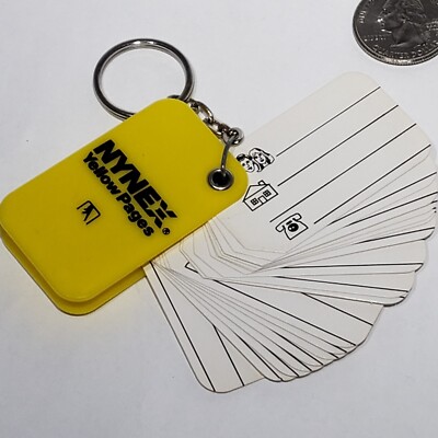 VTG NYNEX Yellow Pages Keyring Key Chain Mini Address Phone Book | eBay
