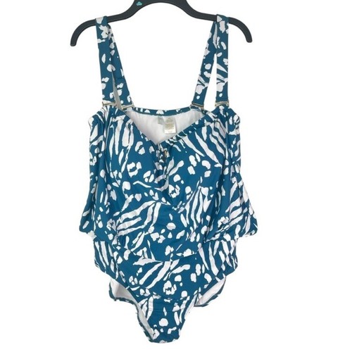 Anne Cole New Plus Size Jungle Fever V-Wire One Piece Bathing Suit Size ...