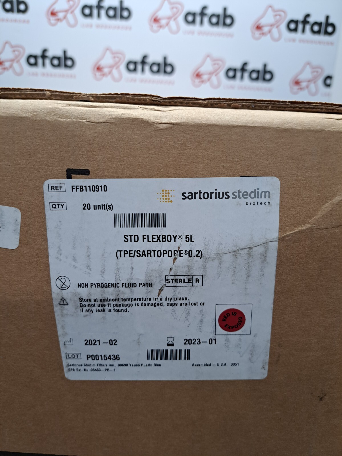 Sartorius Stedim FFB110910 STD Flexboy 5L Sartopore Bags | eBay
