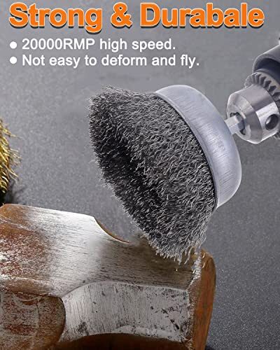 9 Pack 1/4 Inch Hex Shank Brass Wire Wheel Cup Brush Drill Bit Set ...