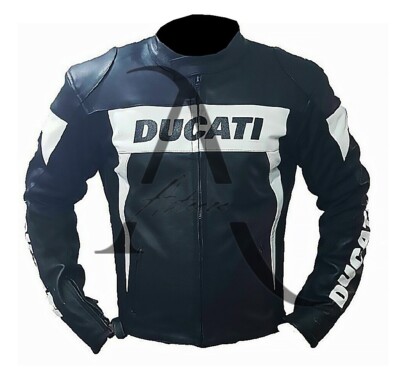 Black Ducati Biker Leather Gear Racing Coat. motorbike Jacket armored ...