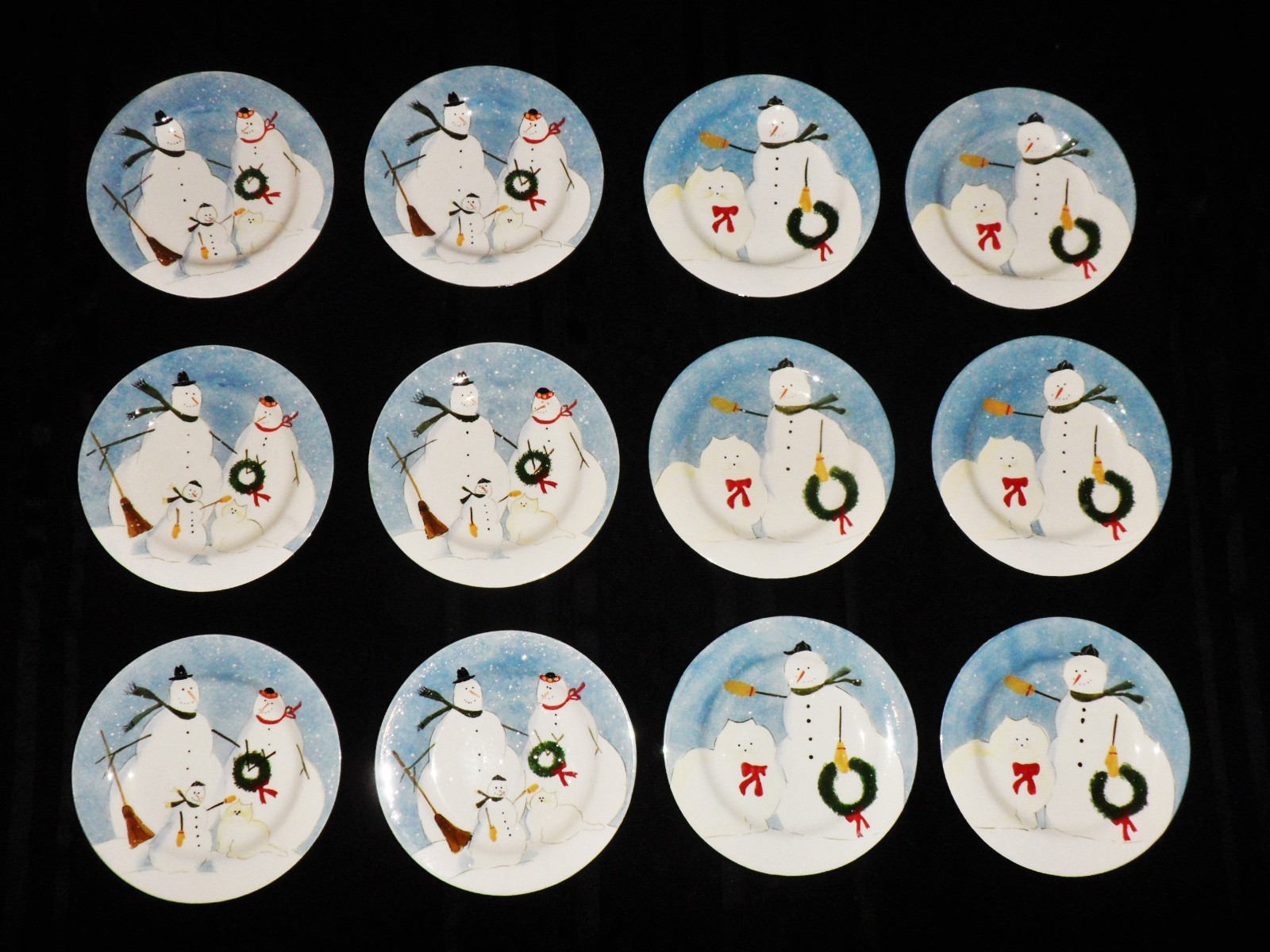Set of (12) Warren Kimble Snow Family 8" Holiday Plates by Oneida ...