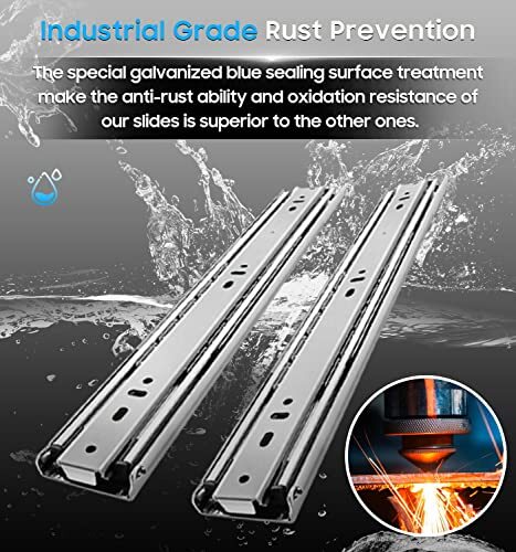 12 inch, Heavy Duty Drawer Slides Full Extension Side Mount Metal Rails ...