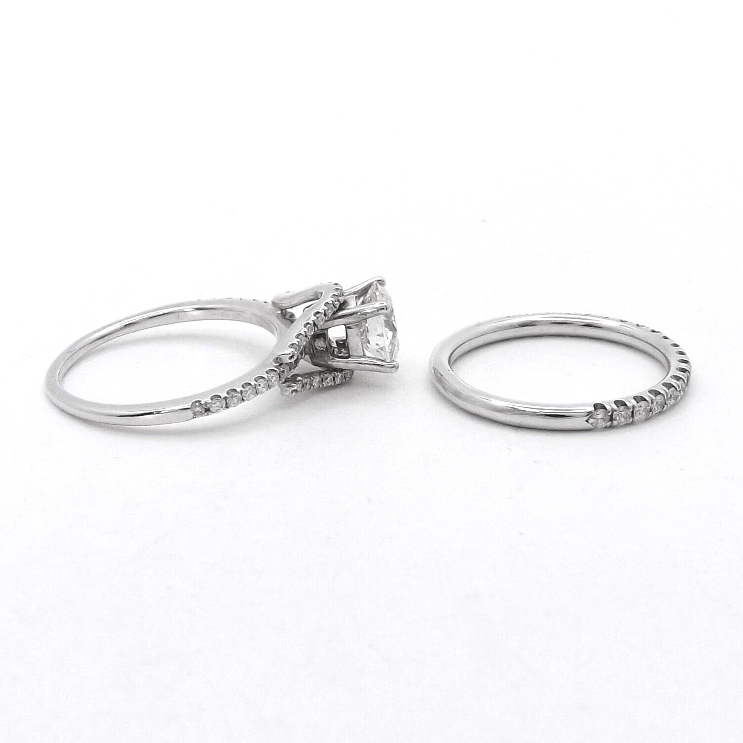 14K Gold Hearts Arrows Natural Diamond Engagement Wedding Band Ring Set ...