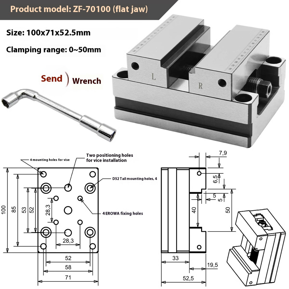 5-axis CNC Machining Center Self-centering Vises Concentric Precision ...