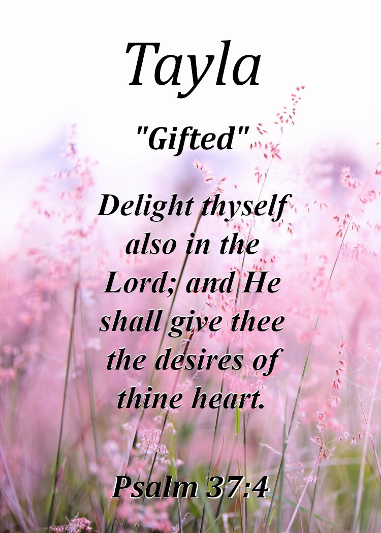Tayla "Gifted" Keepsake Name Meaning Card with Bible Verse | eBay