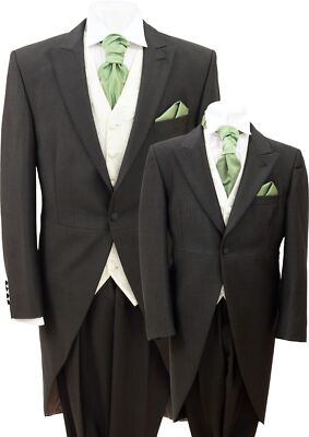 5 PIECE PACKAGE CHARCOAL GREY TAILCOAT MORNING SUIT ROYAL ASCOT WEDDING ...