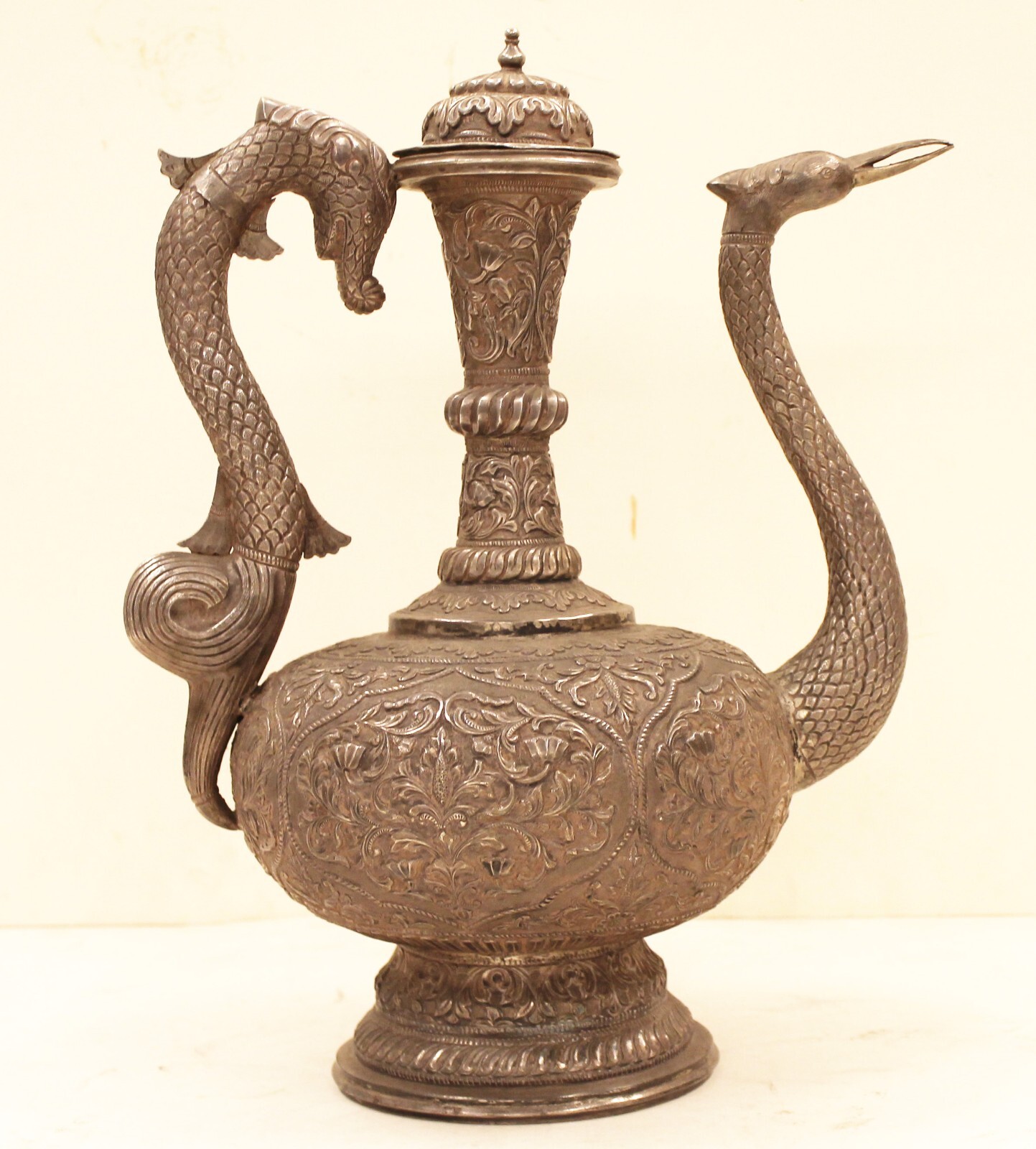 Vintage Surahi Vase Pot Unique Engraved Mughal Indian Decorative Rare ...