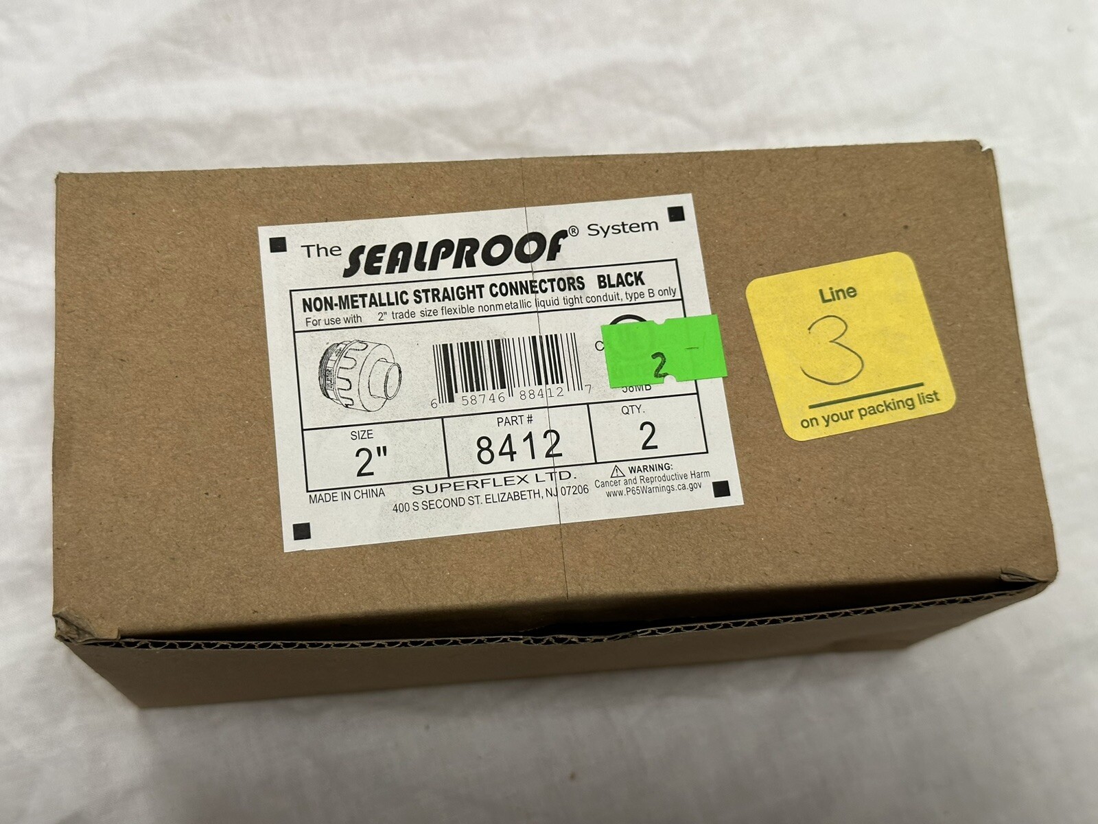 Set of 2 Superflex 8412 Sealproof 2” Non-Metallic Straight Connectors ...