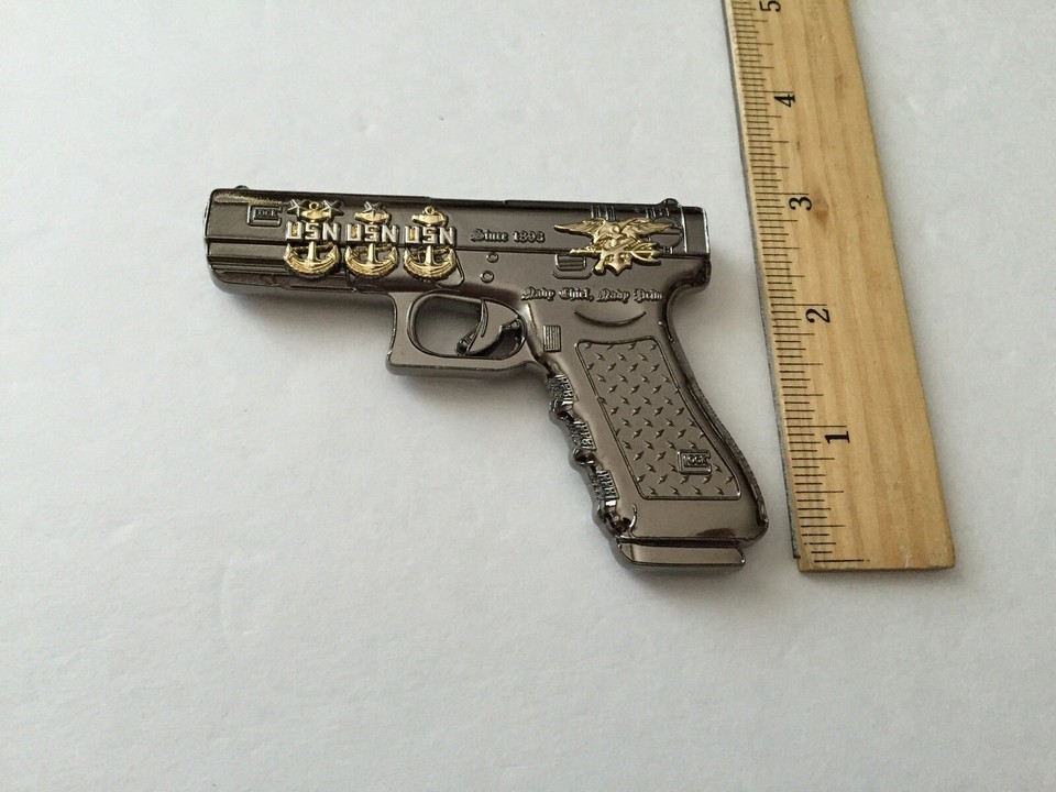 Seal Team 6 NSW DEVGRU Black Nickel Glock Gun Pistol Challenge Coin CPO ...