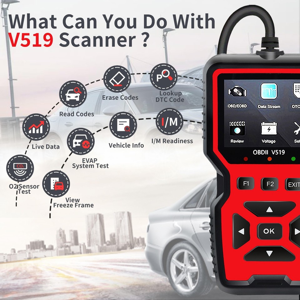 V519 Car OBD2 Scanner Code Reader Car Diagnostic Tool Check Engine Fa ...