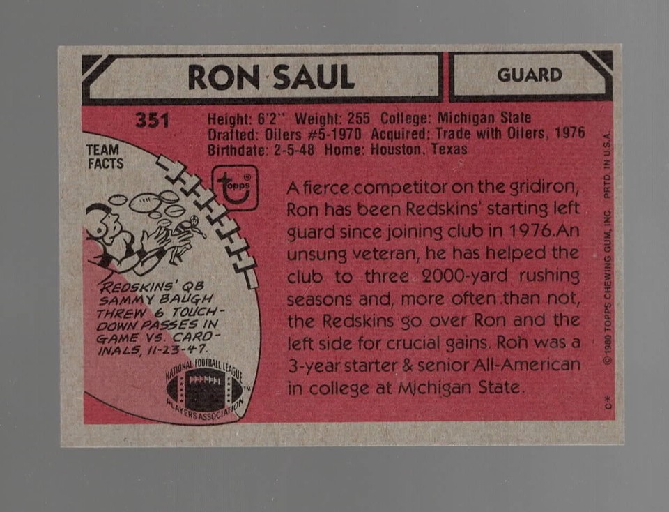 1980 Topps #351 Ron Saul NM | eBay