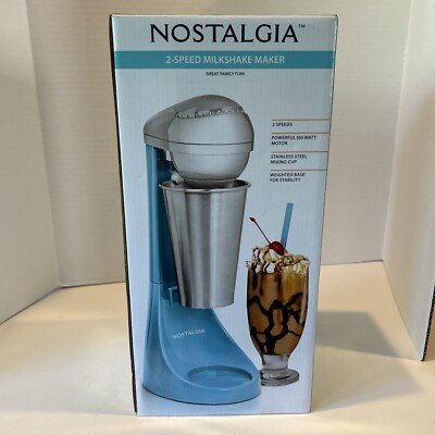 Nostalgia Retro Electronic 2 Speed Milkshake Maker 16oz Stainless Steel ...