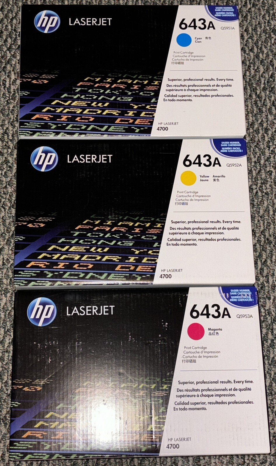 Genuine HP Color Toner Set - Q5951A Q5952A Q5953A LaserJet 4700 643A ...