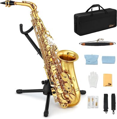 🎷Eastar SAX Alto Saxophone E Flat F Key Saxaphone + Case Mouthpiece ...
