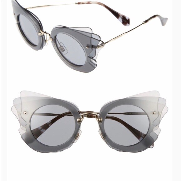 MIU MIU Cat Eye Butterfly SMU02S Dark Gray Frame Gray Lens Sunglasses ...
